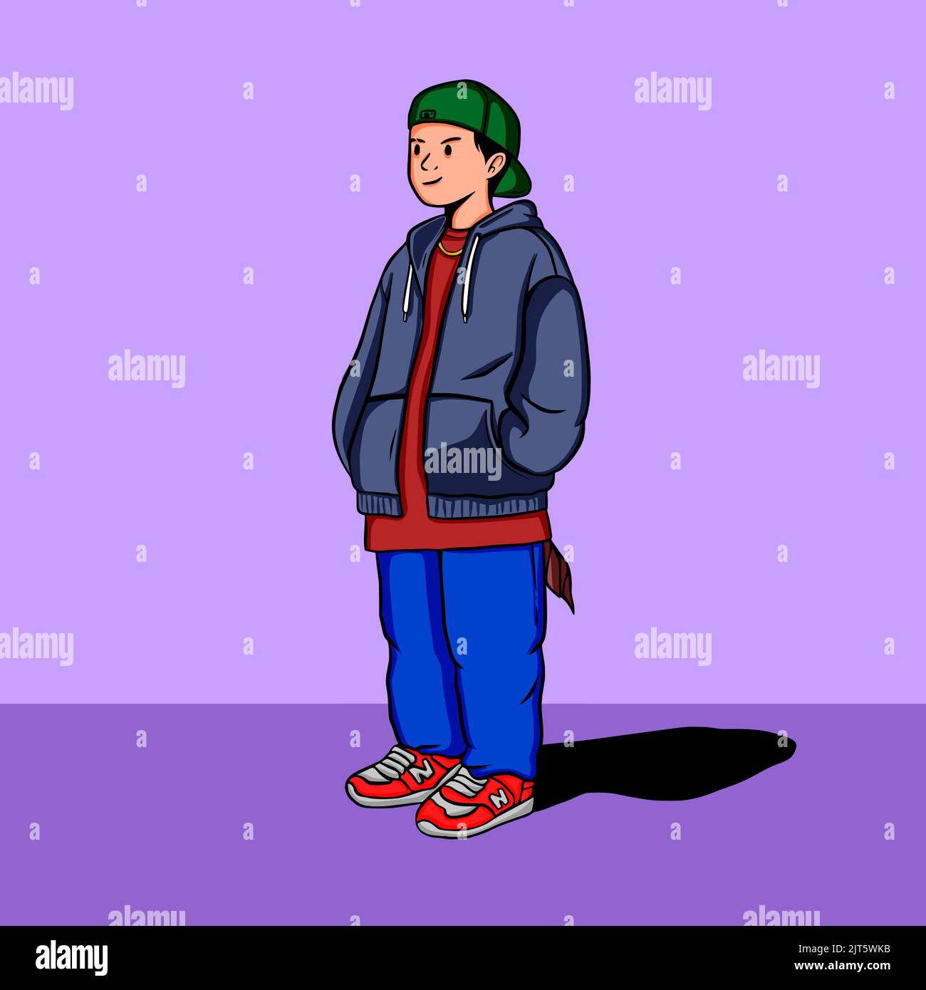 A colorful drawing of a Rapper on a purple background Stock Vector ...