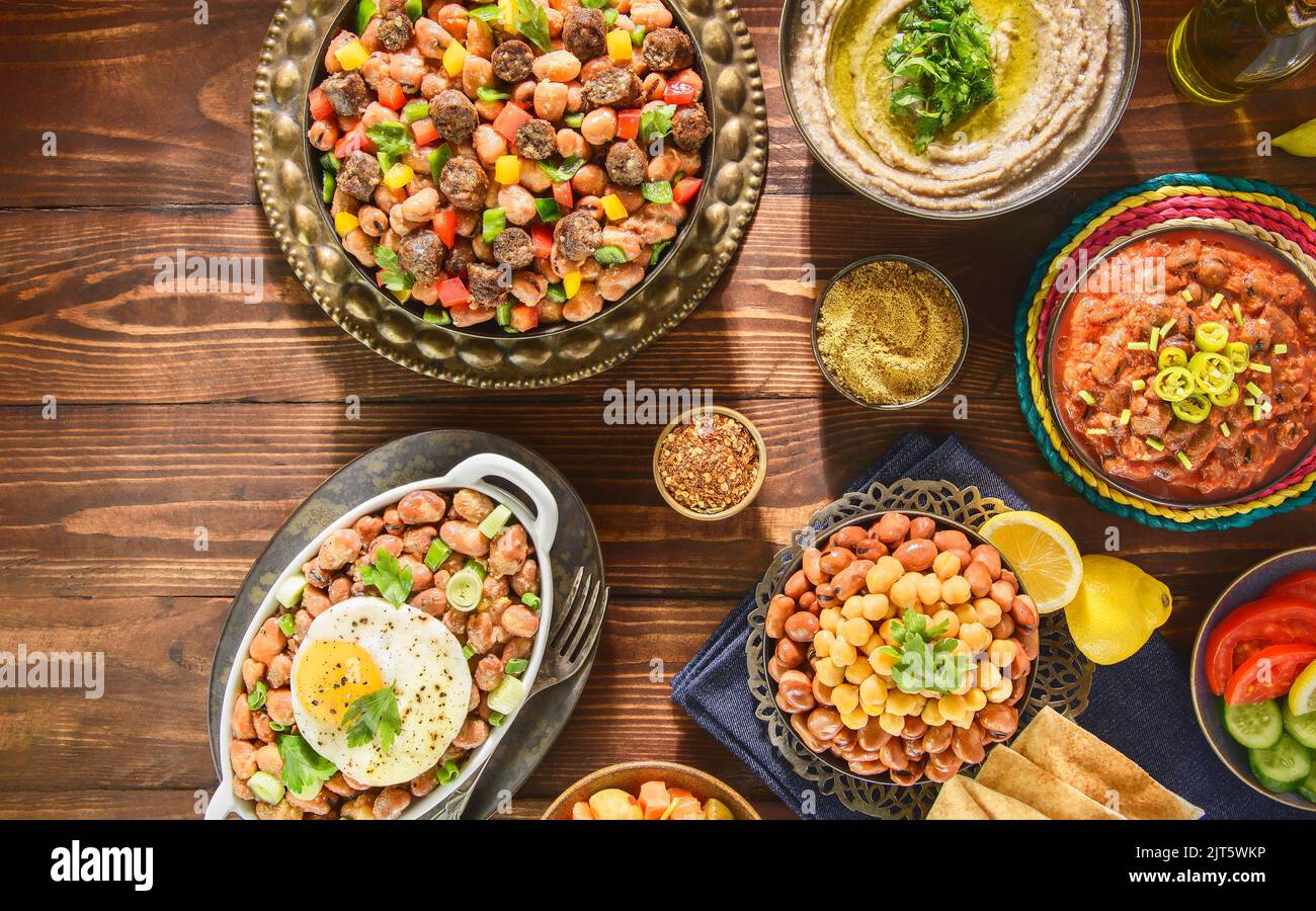 Arabic Cuisine: Varieties of traditional Egyptian beans dishes ...