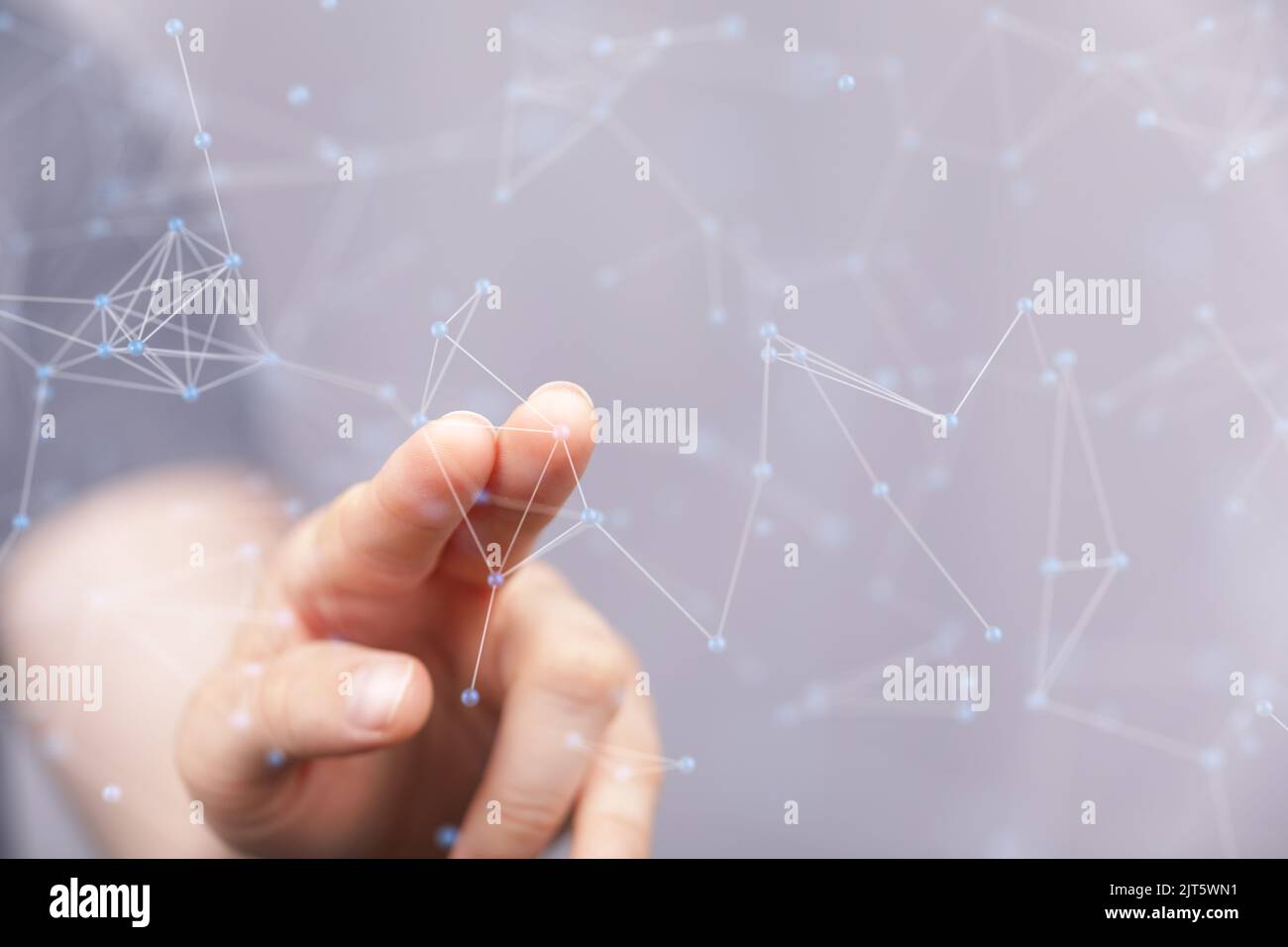A 3D rendered digital network hovering in mans hand Stock Photo - Alamy