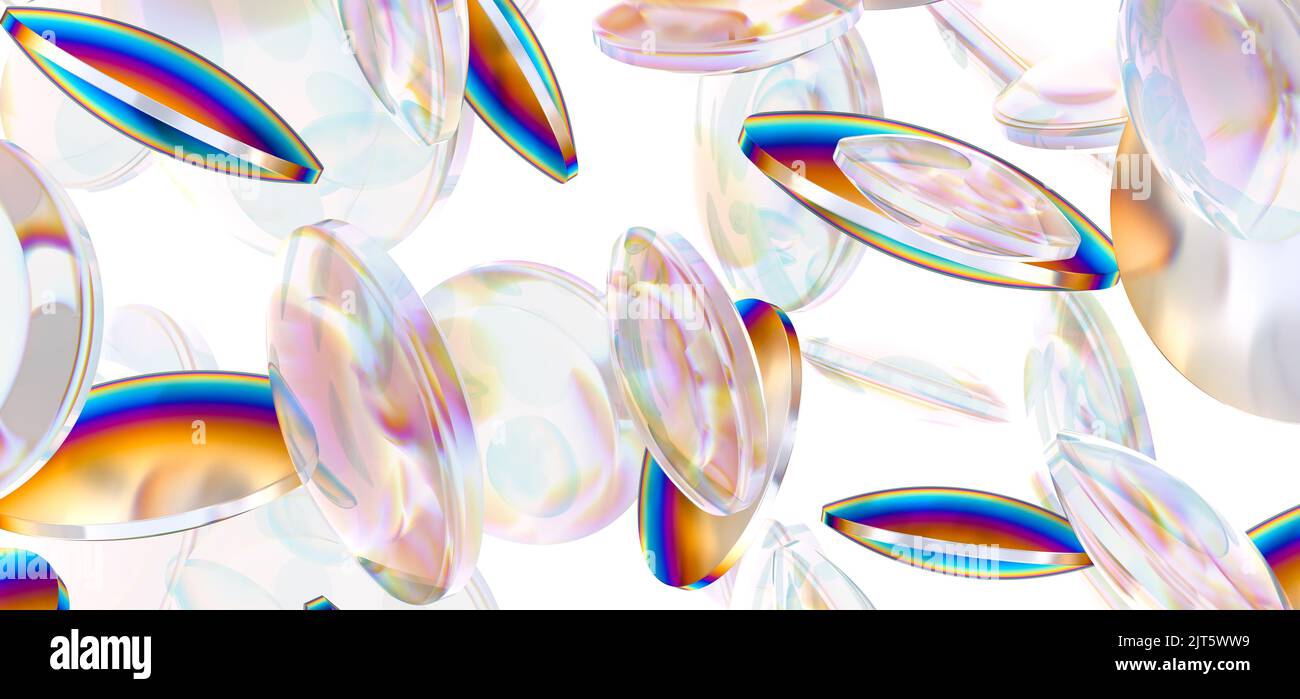 A 3D rendering of a wavy rainbow oval-shaped glasses isolated on a ...