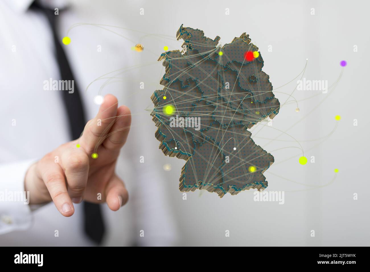A 3D rendered German map hovering in man's hand Stock Photo - Alamy