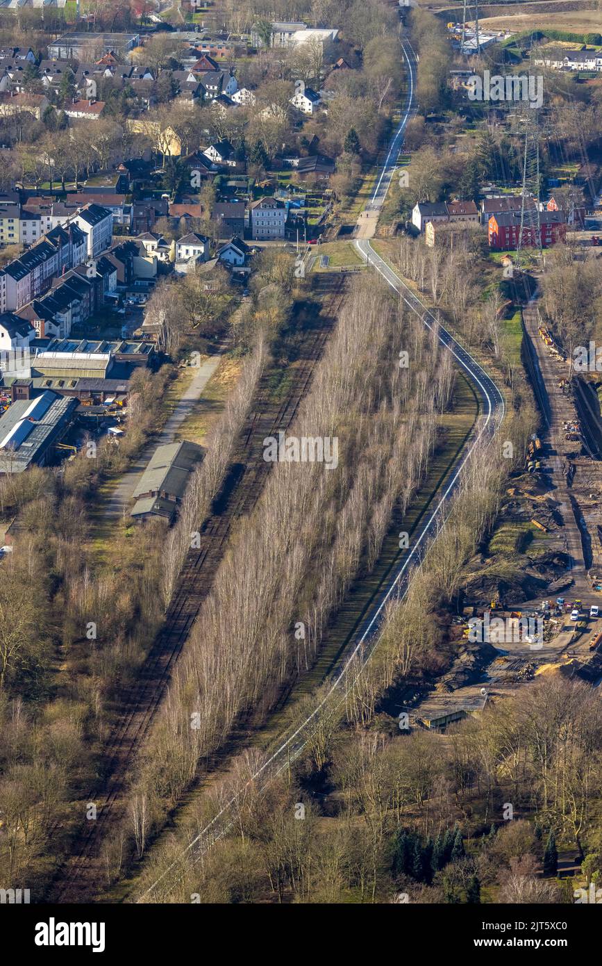 Aerial view, cycle track, new cycle track RS1 on former railroad tracks ...