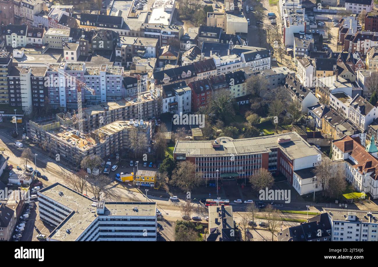 Aerial view, construction site and new building building complex at the ...