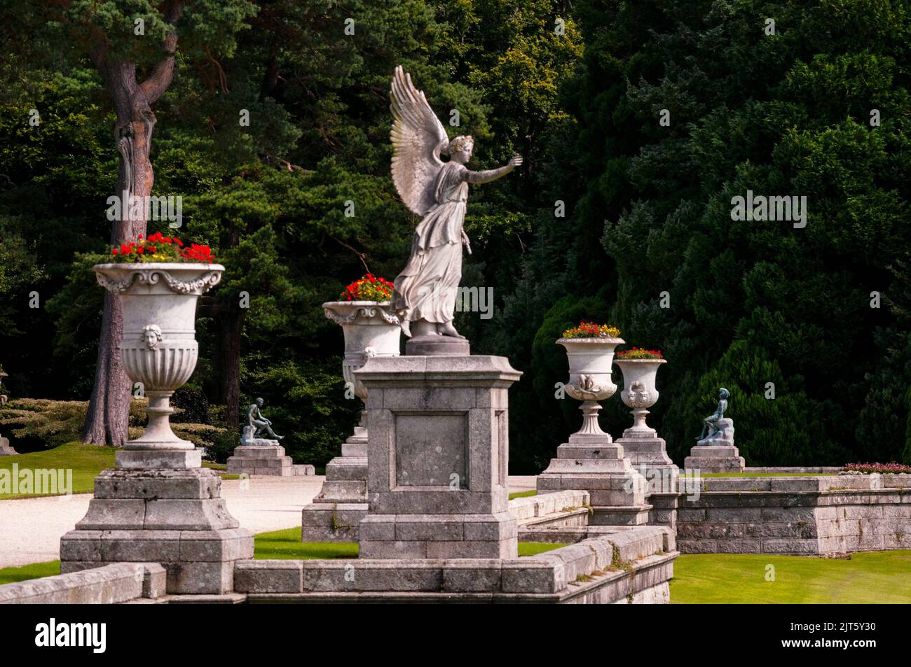 Powerscourt Gardens in Enniskerry, Ireland winged victory angel Stock ...