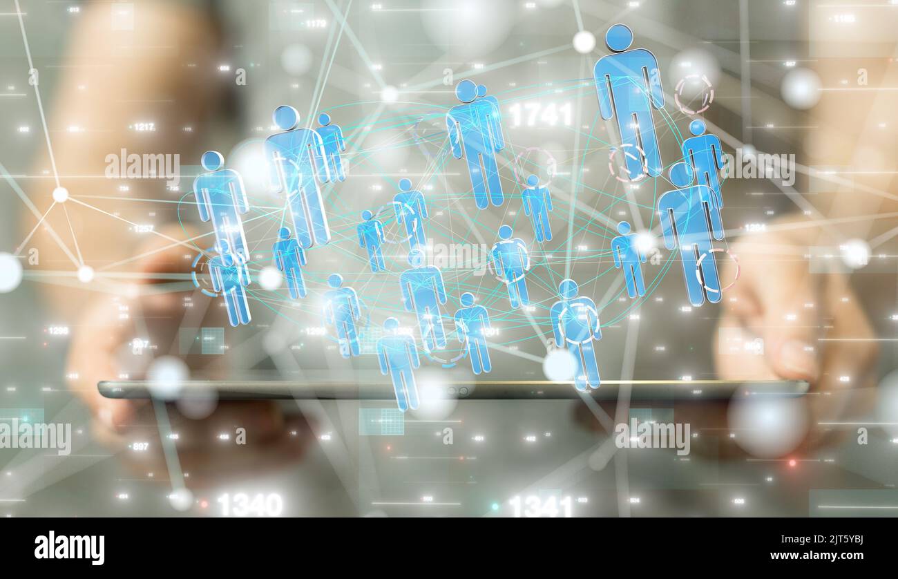 An illustration of digital networking, data, and communication concept ...