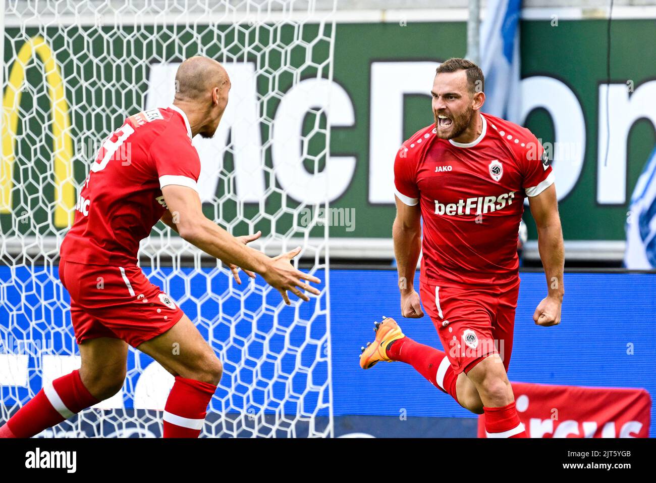 Antwerp's Vincent Janssen celebrates after scoring during a soccer ...