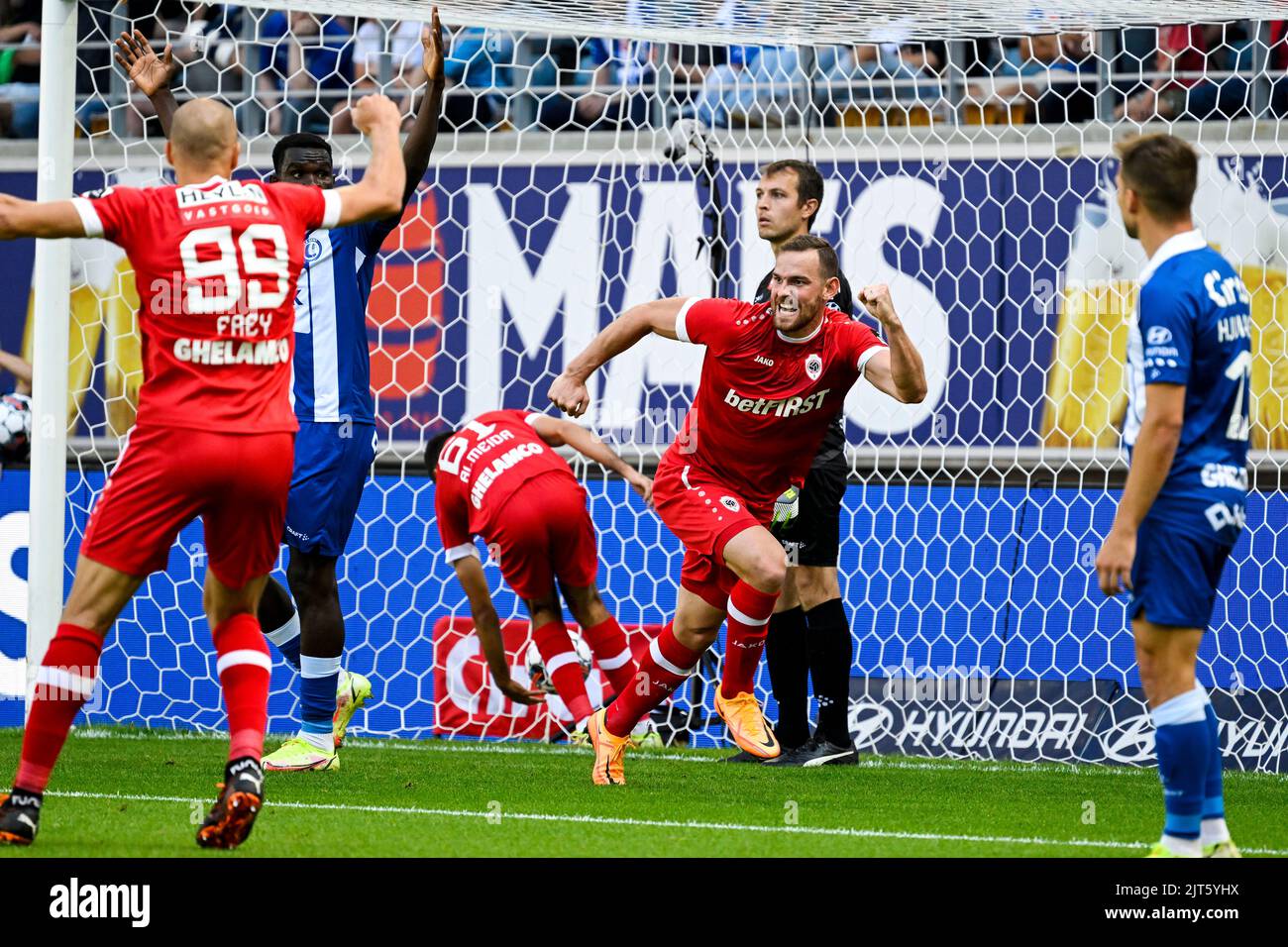 Antwerp's Vincent Janssen celebrates after scoring during a soccer ...