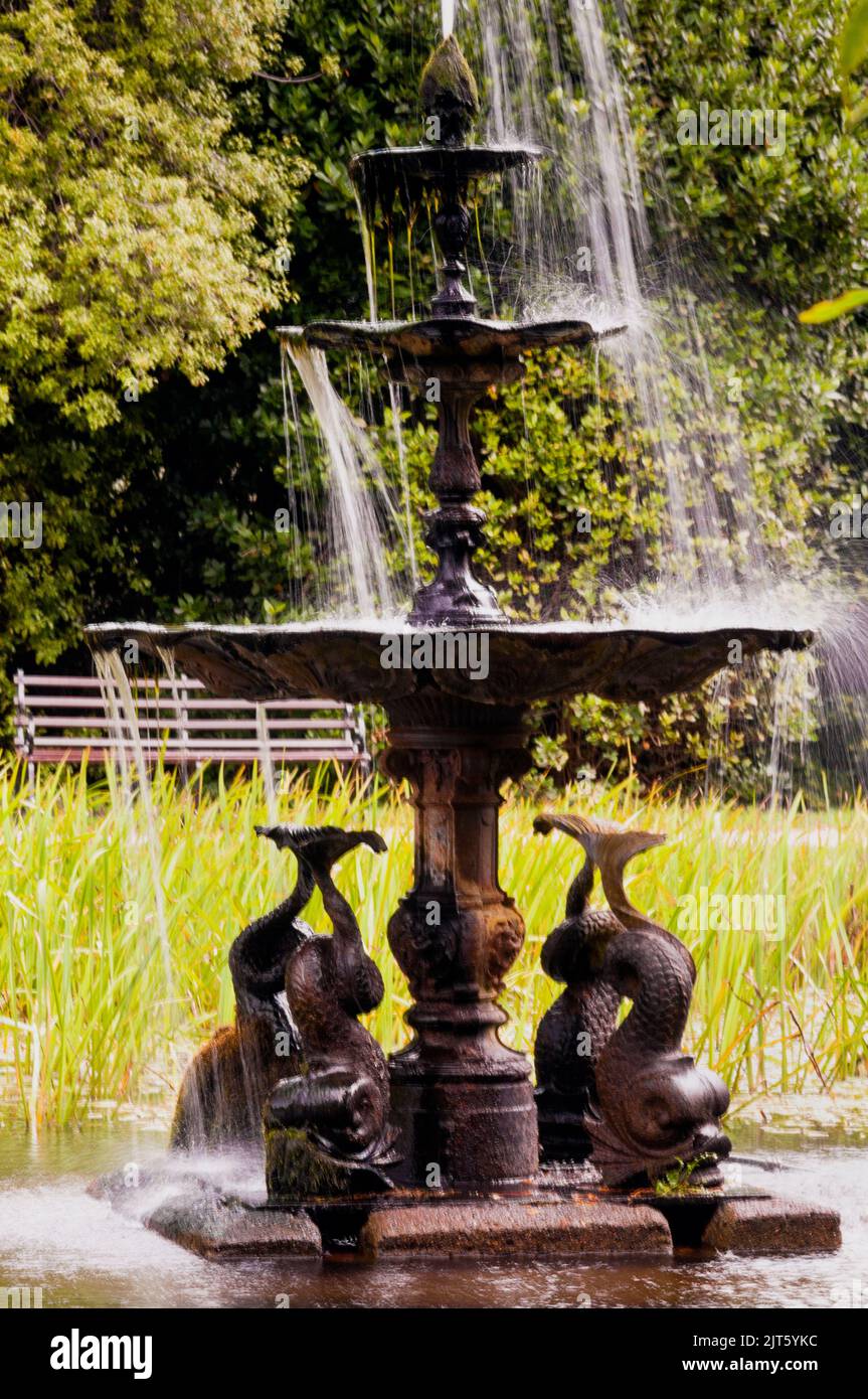 Dolphin Fountain at Powerscourt Garden in Enniskerry, Ireland Stock ...