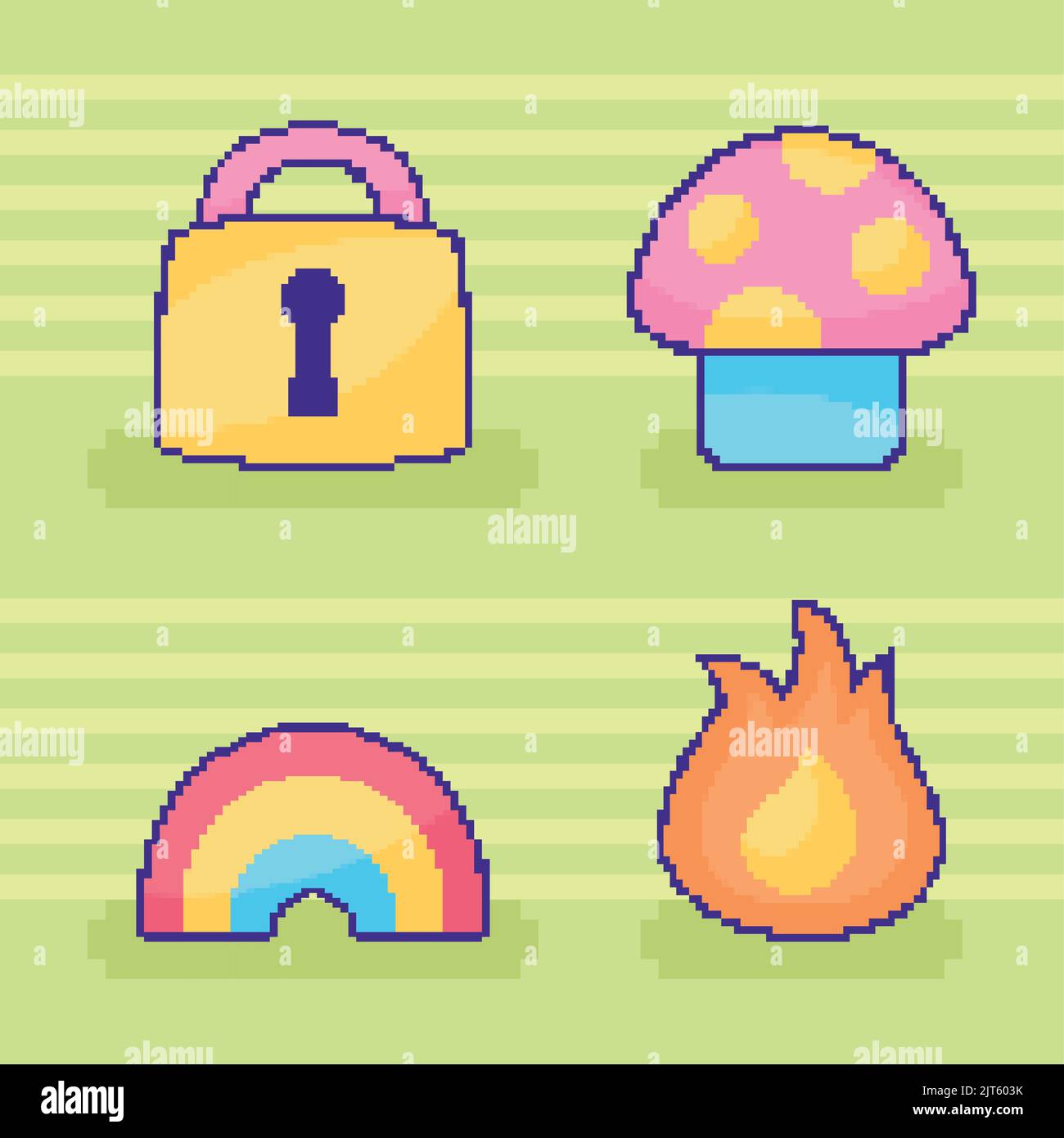 four pixel art four set items Stock Vector Image & Art - Alamy