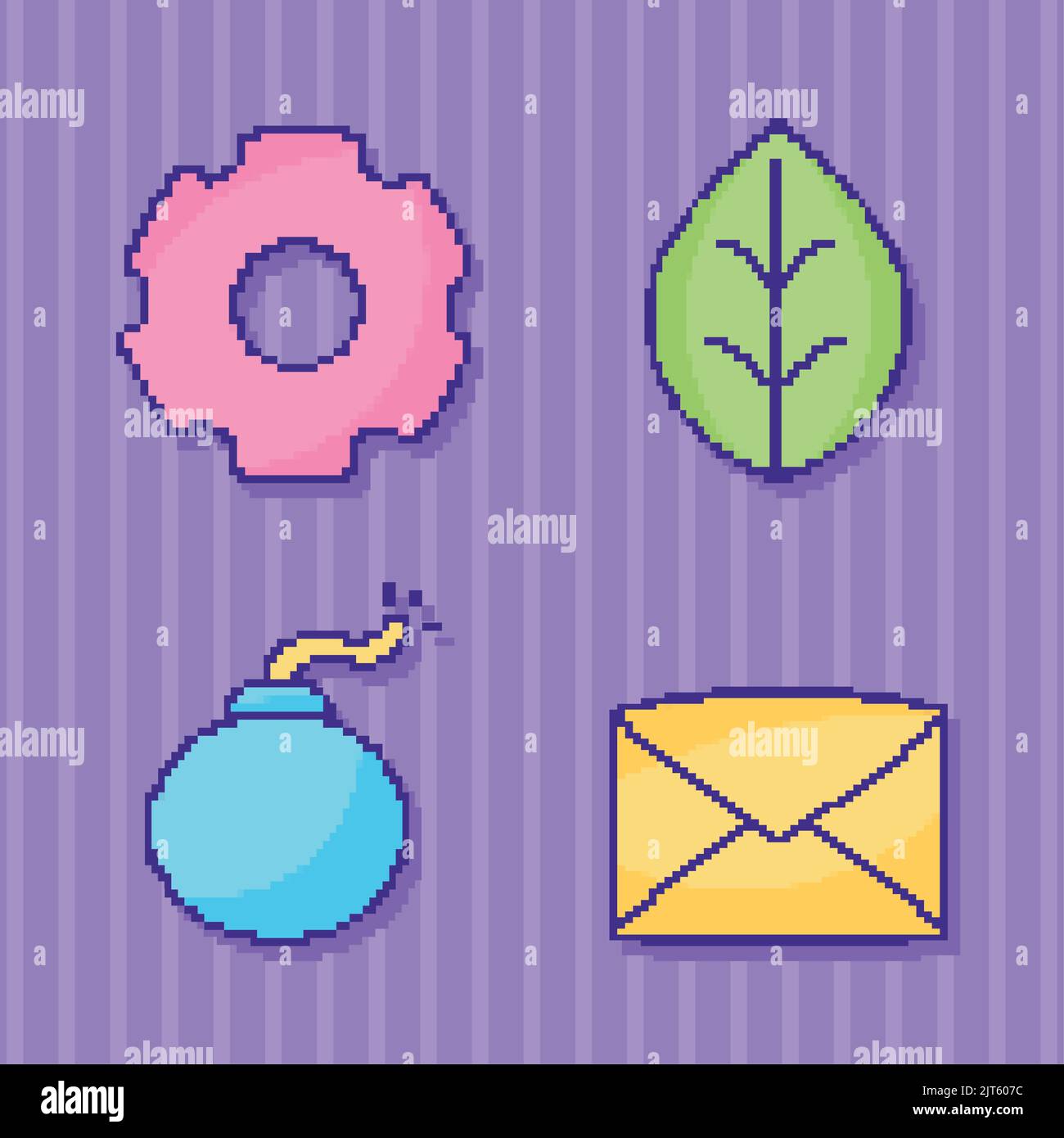 four pixel art set items Stock Vector Image & Art - Alamy