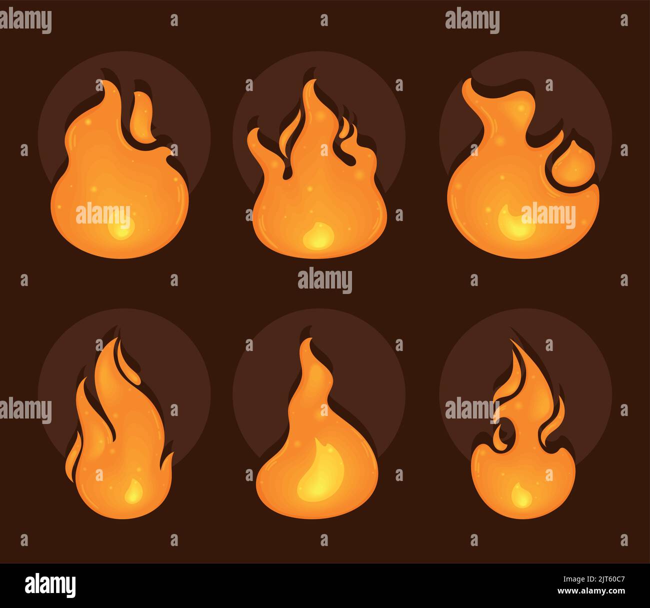 six fire flames set icons Stock Vector Image & Art - Alamy