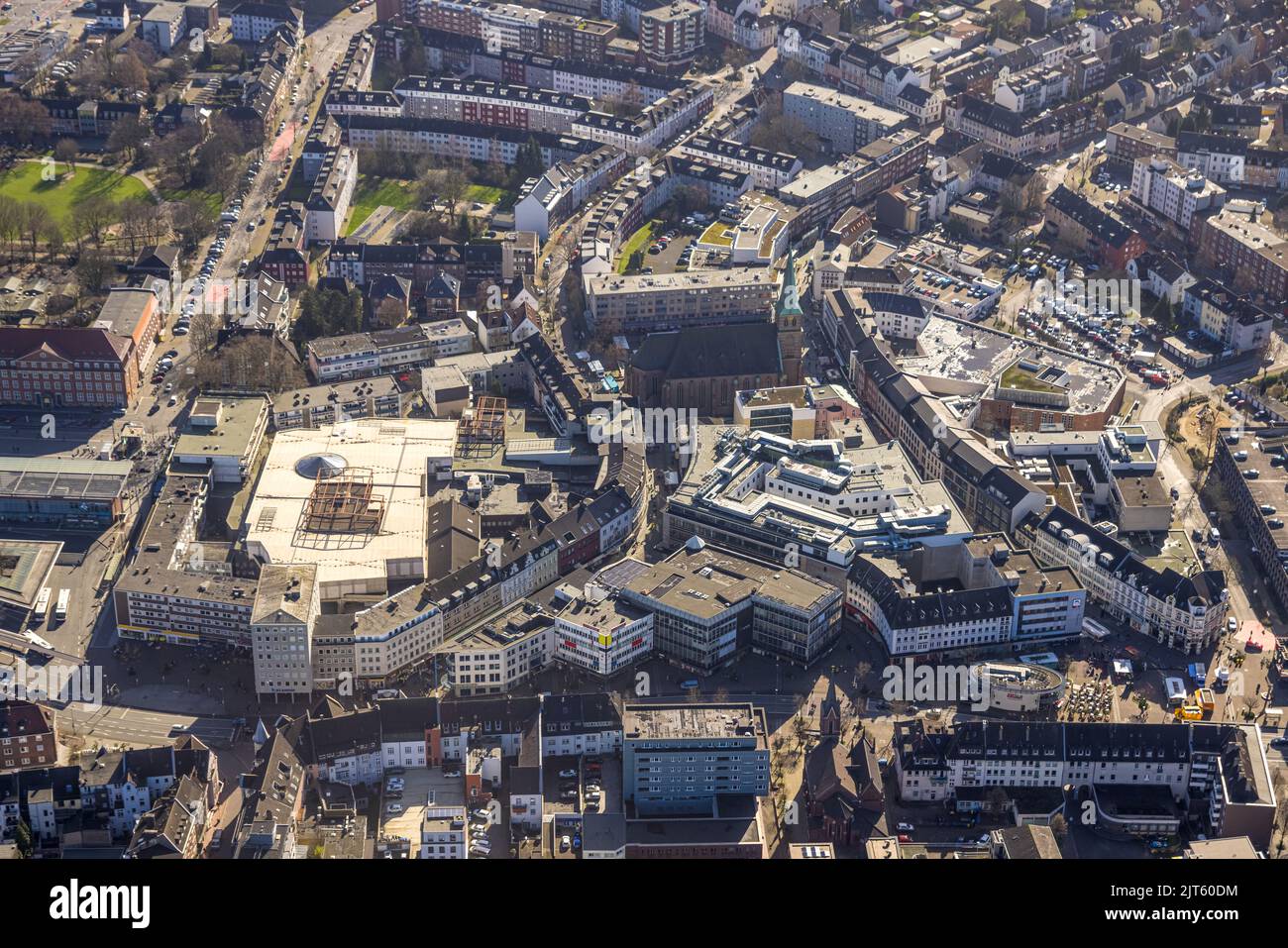 Aerial view, city center view old town, Bottrop, Ruhr area, North Rhine ...