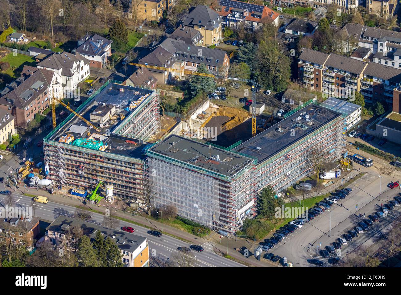 Aerial view, construction site reconstruction former RAG house ...