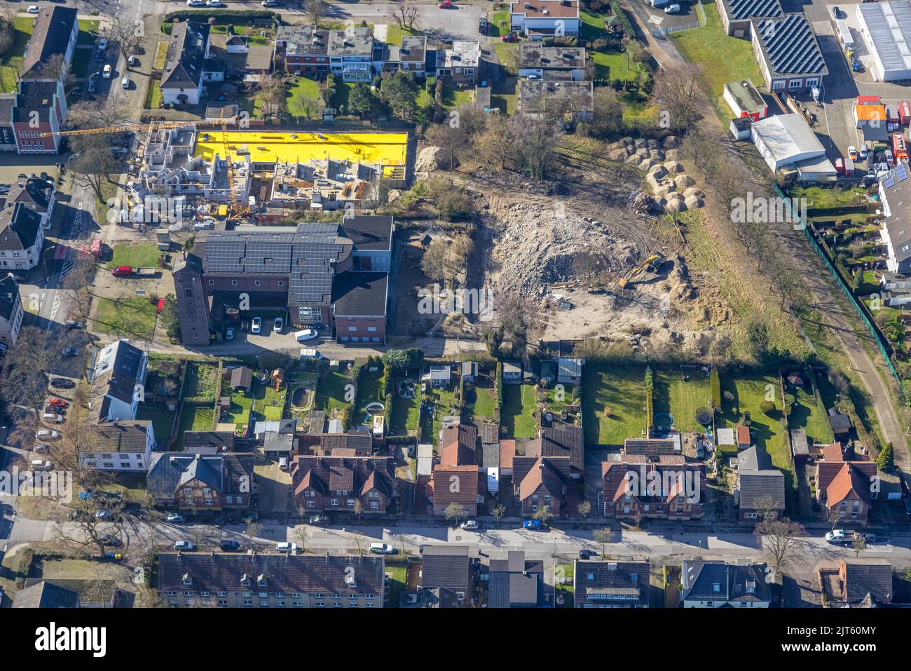 Aerial view, construction site Eichenstraße for new apartments and ...