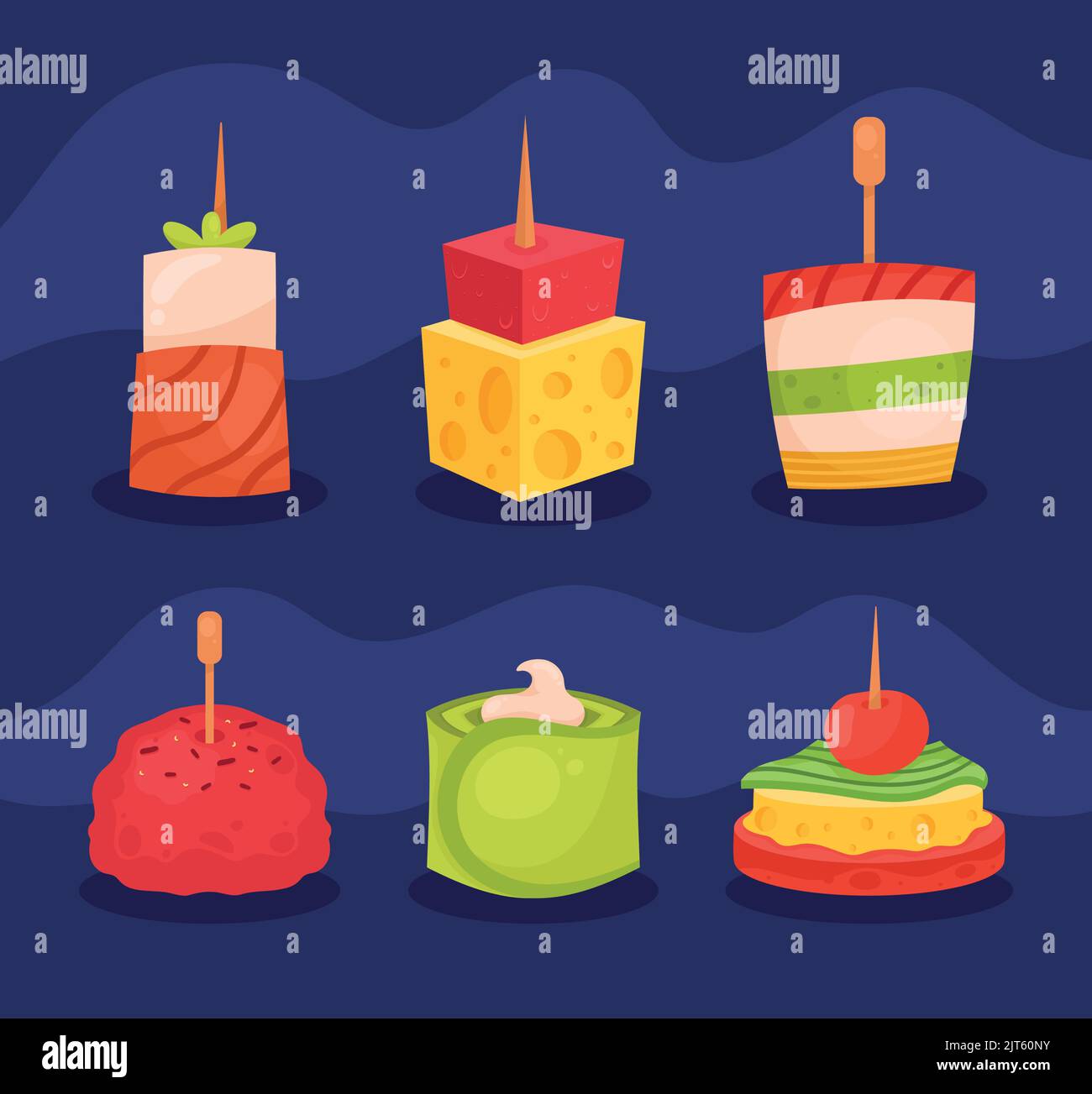 six appetizers party set icons Stock Vector Image & Art - Alamy