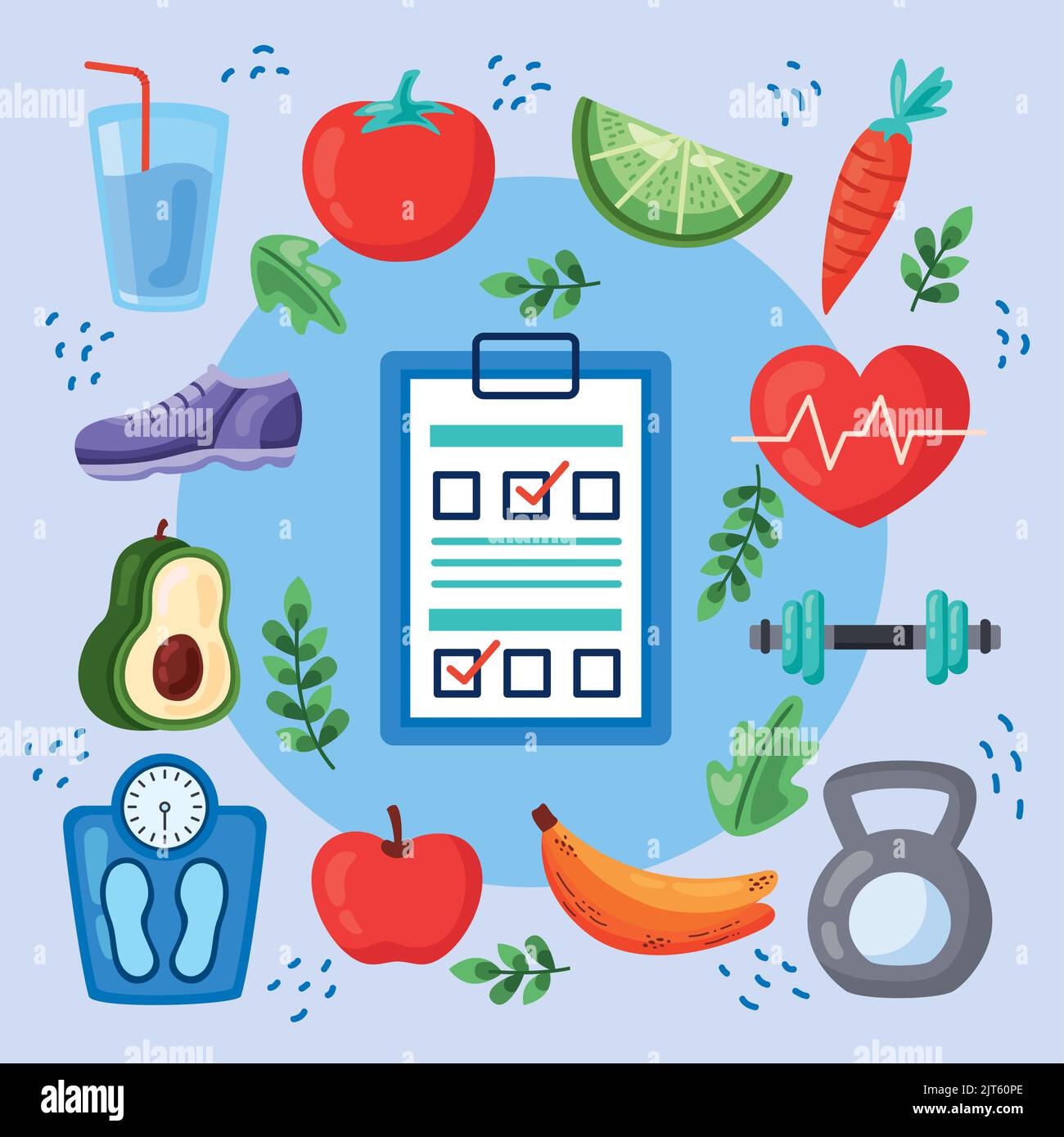 healthy lifestyle icons with checklist Stock Vector Image & Art - Alamy