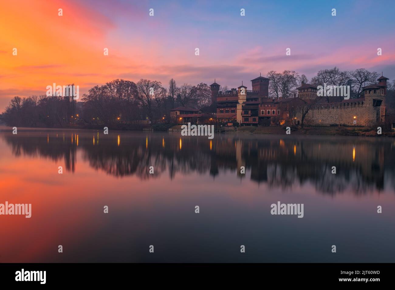 Turin, Italy at Borgo Medievale on the Poe River Stock Photo - Alamy