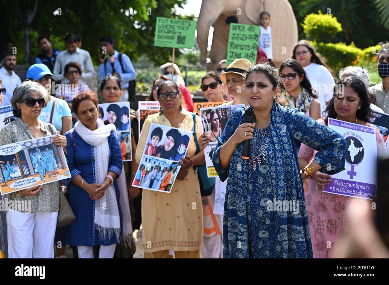 Gurgaon residents protest against the release of rape accused of Bilkis ...
