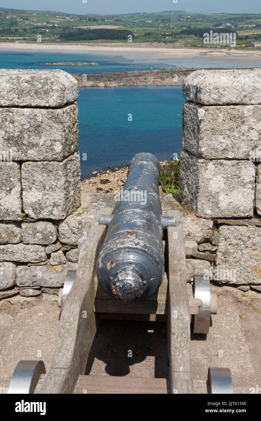 Cannon in protective walls of the Castle, St Michaels' Mount, Marazion ...