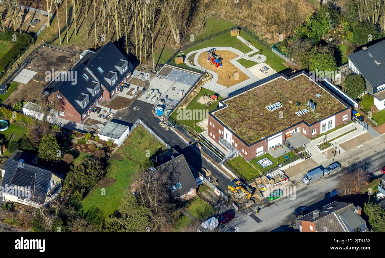 Aerial photo, new building kindergarten and playground at ...