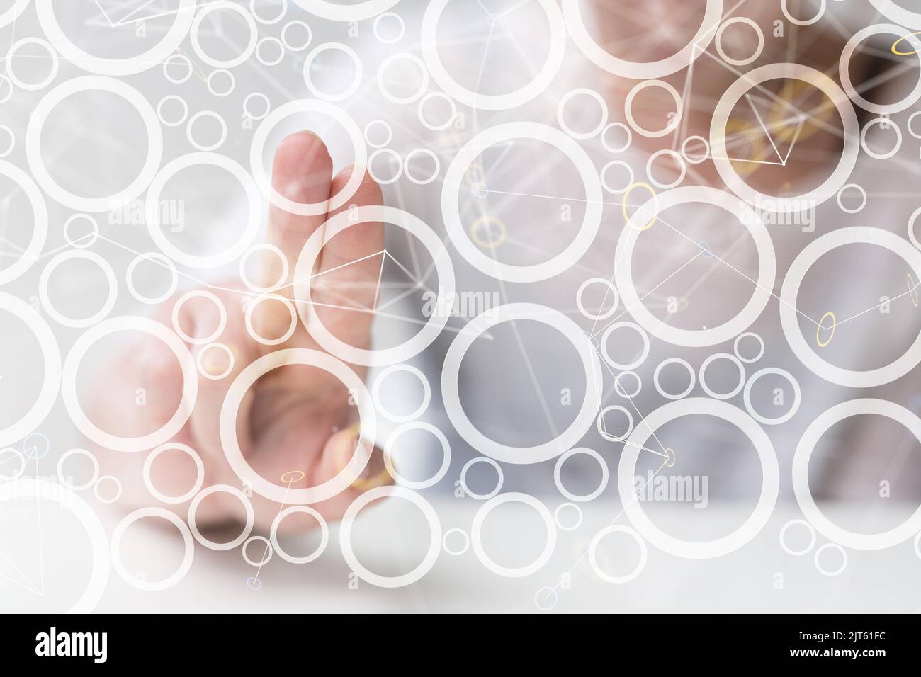 A 3D rendered digital network hovering in mans hand Stock Photo - Alamy