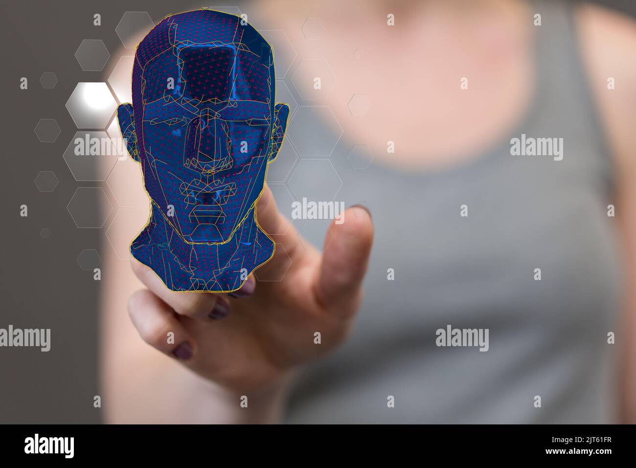 A 3D rendered human brain anatomical model hovering in mans hand Stock ...