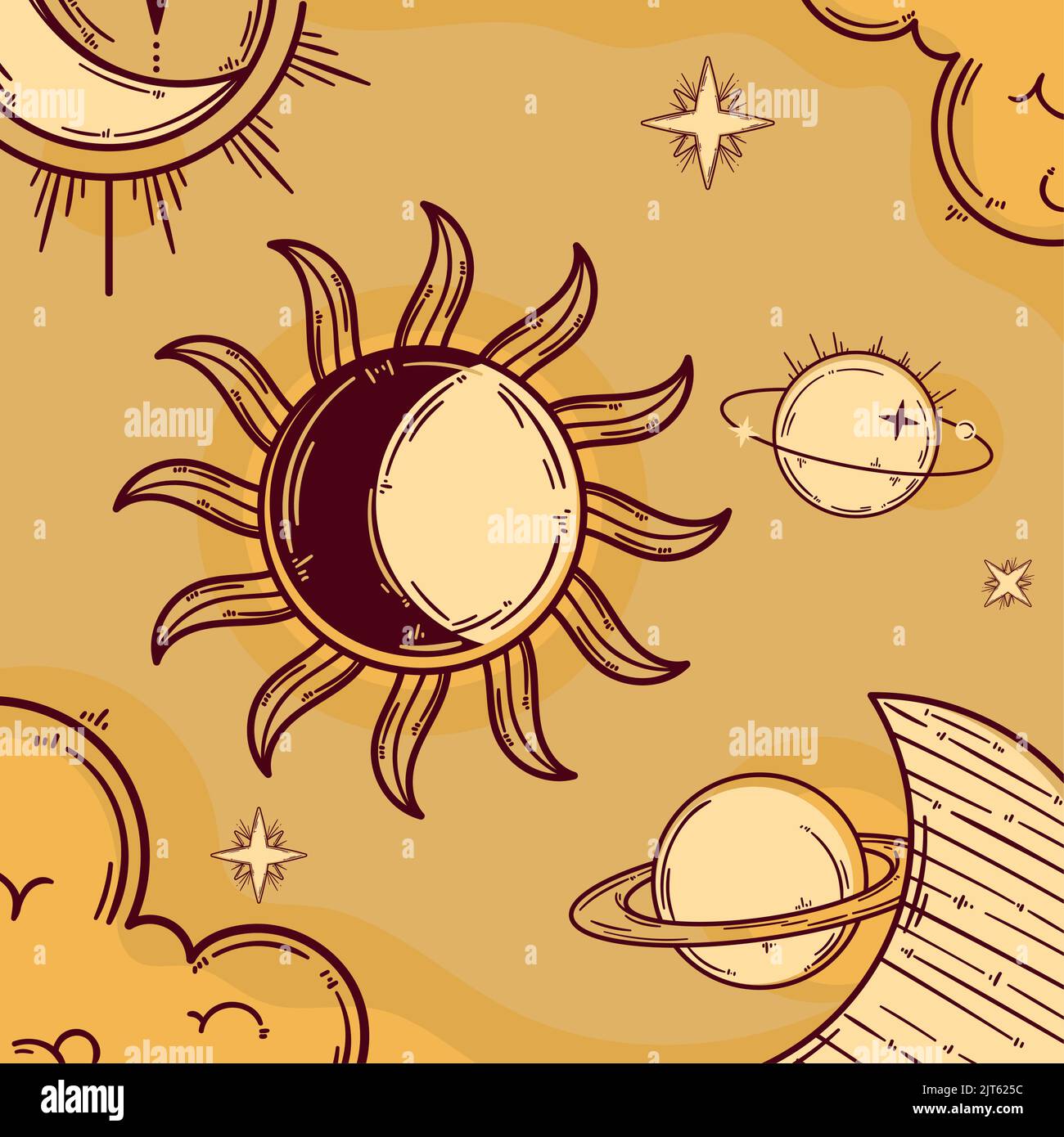 astrology pattern in golden background poster Stock Vector Image & Art ...
