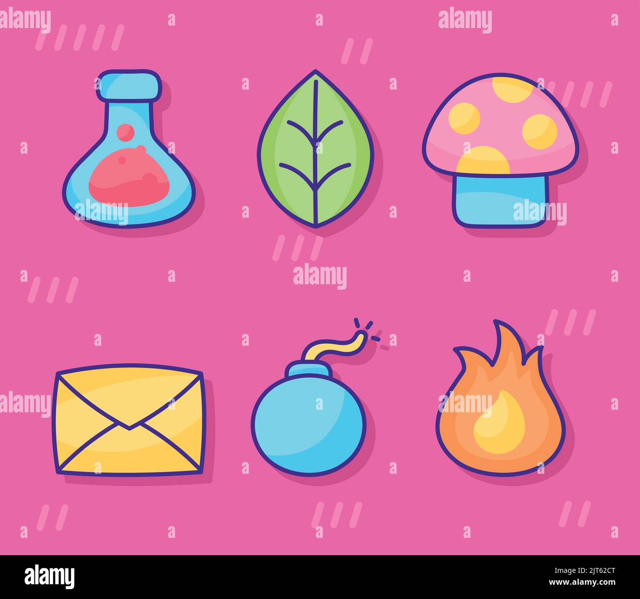cute style set six icons Stock Vector Image & Art - Alamy