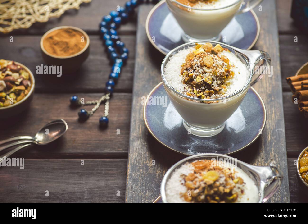Arabic Cuisine; Traditional Middle Eastern sweet milk pudding "Sahlab ...