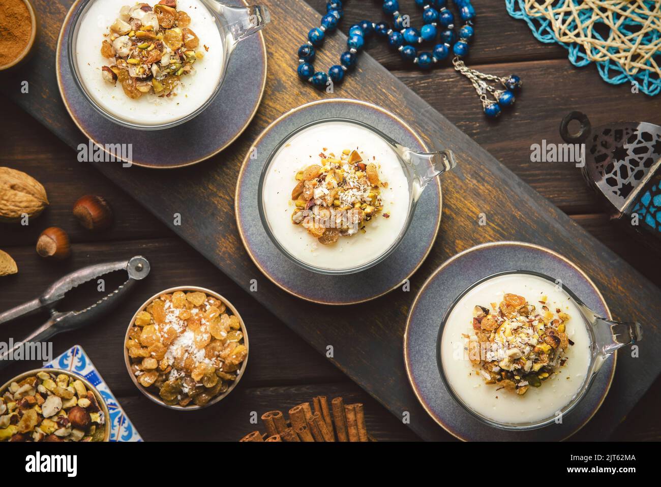 Arabic Cuisine; Traditional Middle Eastern sweet milk pudding "Sahlab ...