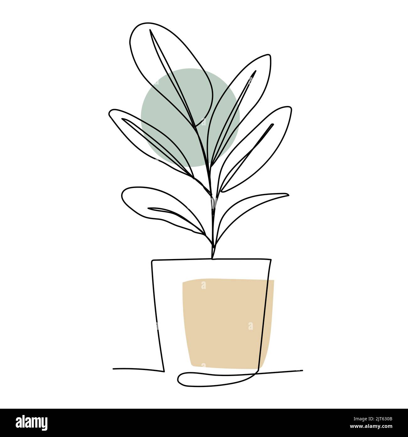 Plant in pot line art. Contour drawing. Minimalism art Stock Vector ...