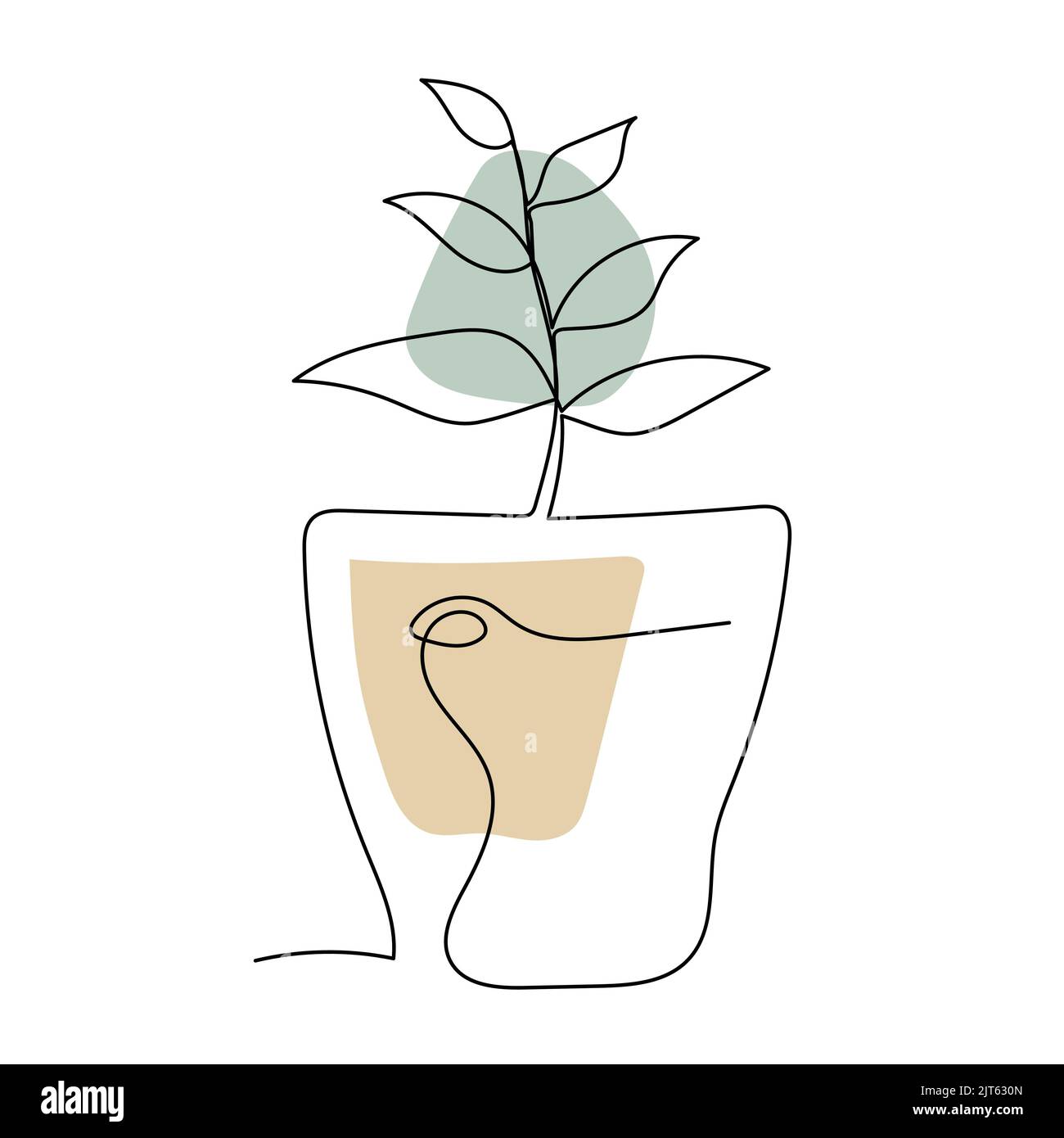 Plant in pot line art. Contour drawing. Minimalism art Stock Vector ...