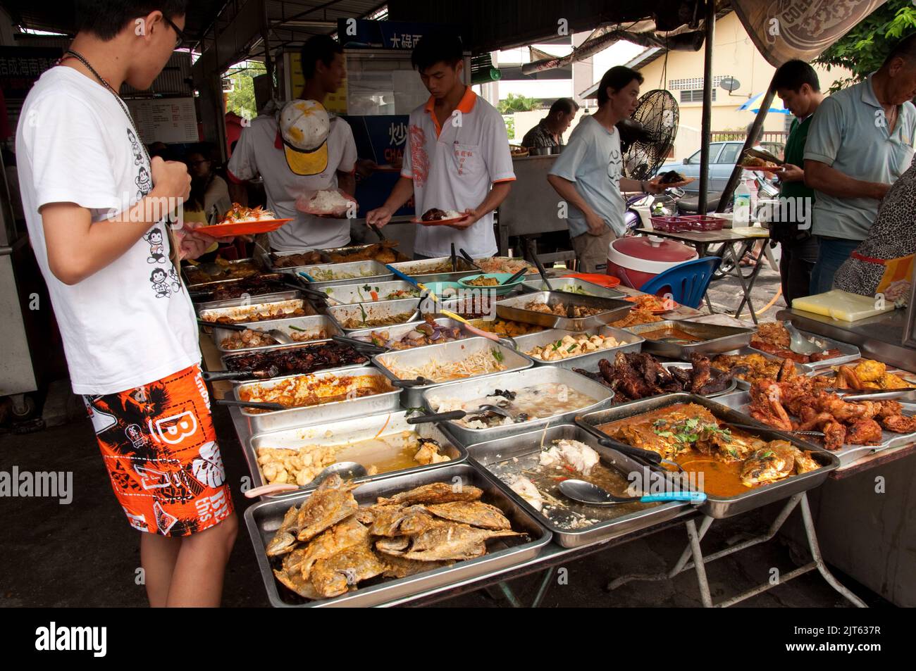 Hawker Food Court, George Town, Penang, Malaysia, Asia. Malaysians love ...