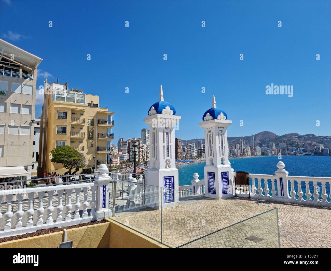 The view of Playa de Levante from Placa del Castell, old town of ...