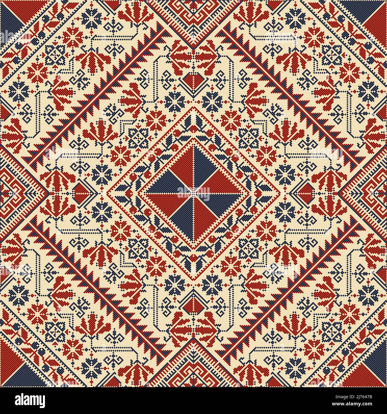 Embroidery Tatreez pattern, Palestinian fashion vector ornament Stock ...