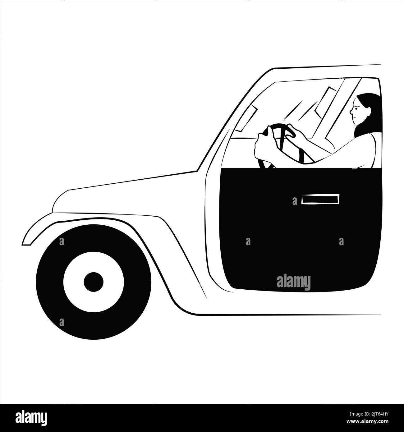 A lady driving a car - vector clipart Stock Vector Image & Art - Alamy