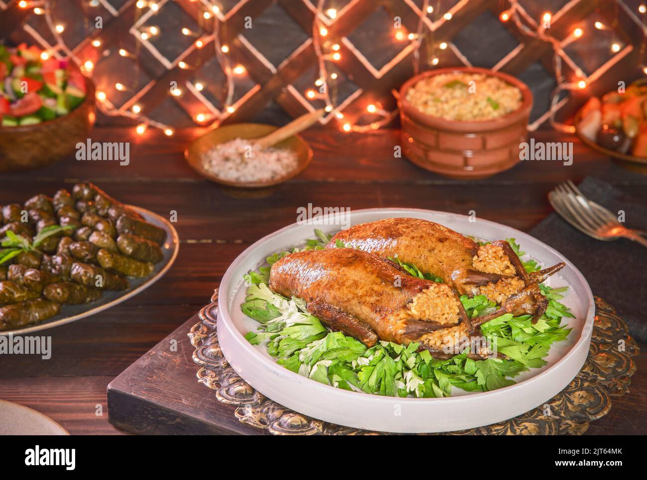 Arabic Cuisine; Egyptian traditional stuffed pigeon or "Hamam Mahshi ...