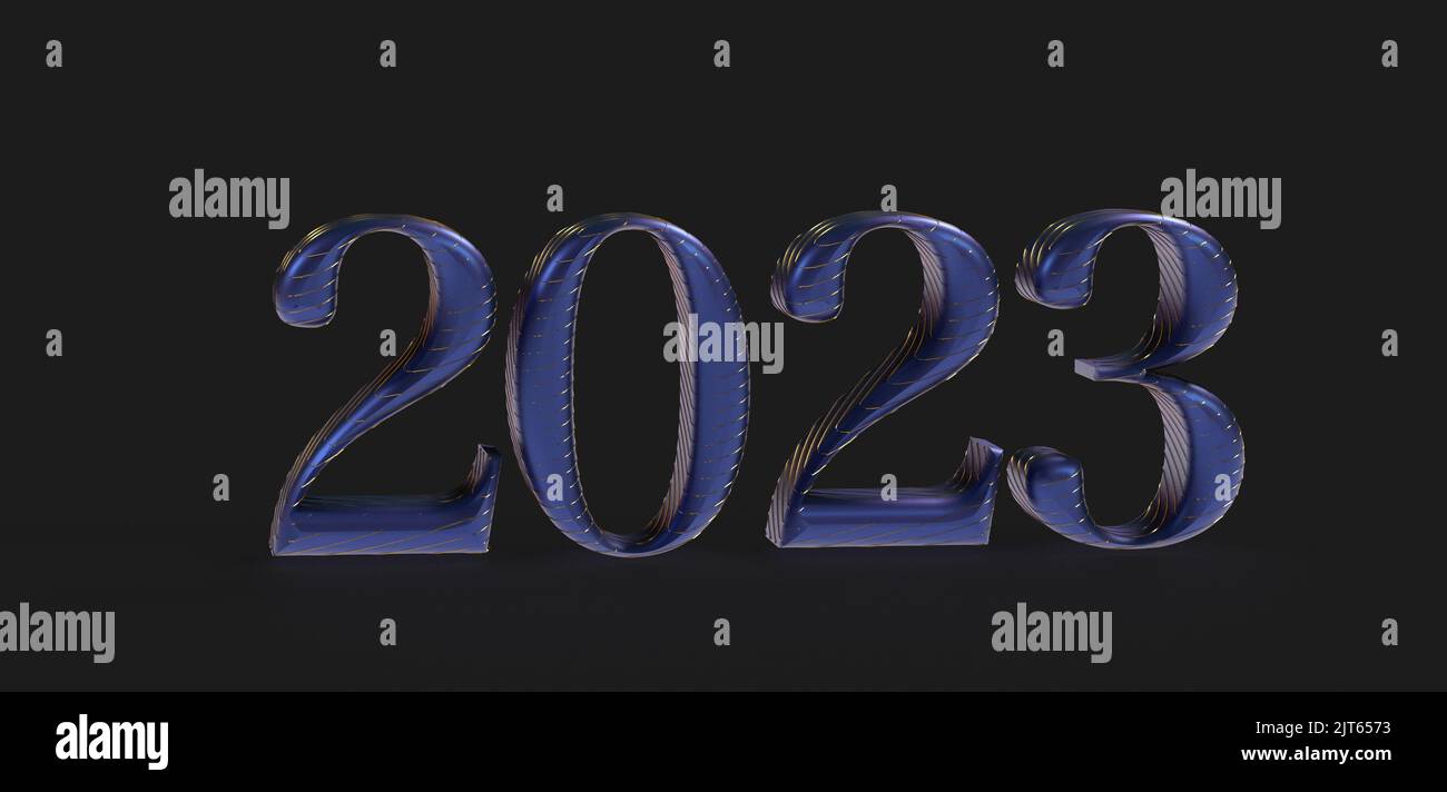 An illustration of a 2023 on the dark background in 3D Stock Photo - Alamy