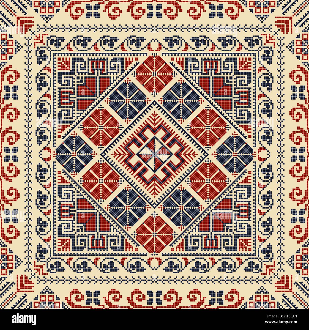 Embroidery Tatreez pattern, Palestinian fashion vector ornament Stock ...