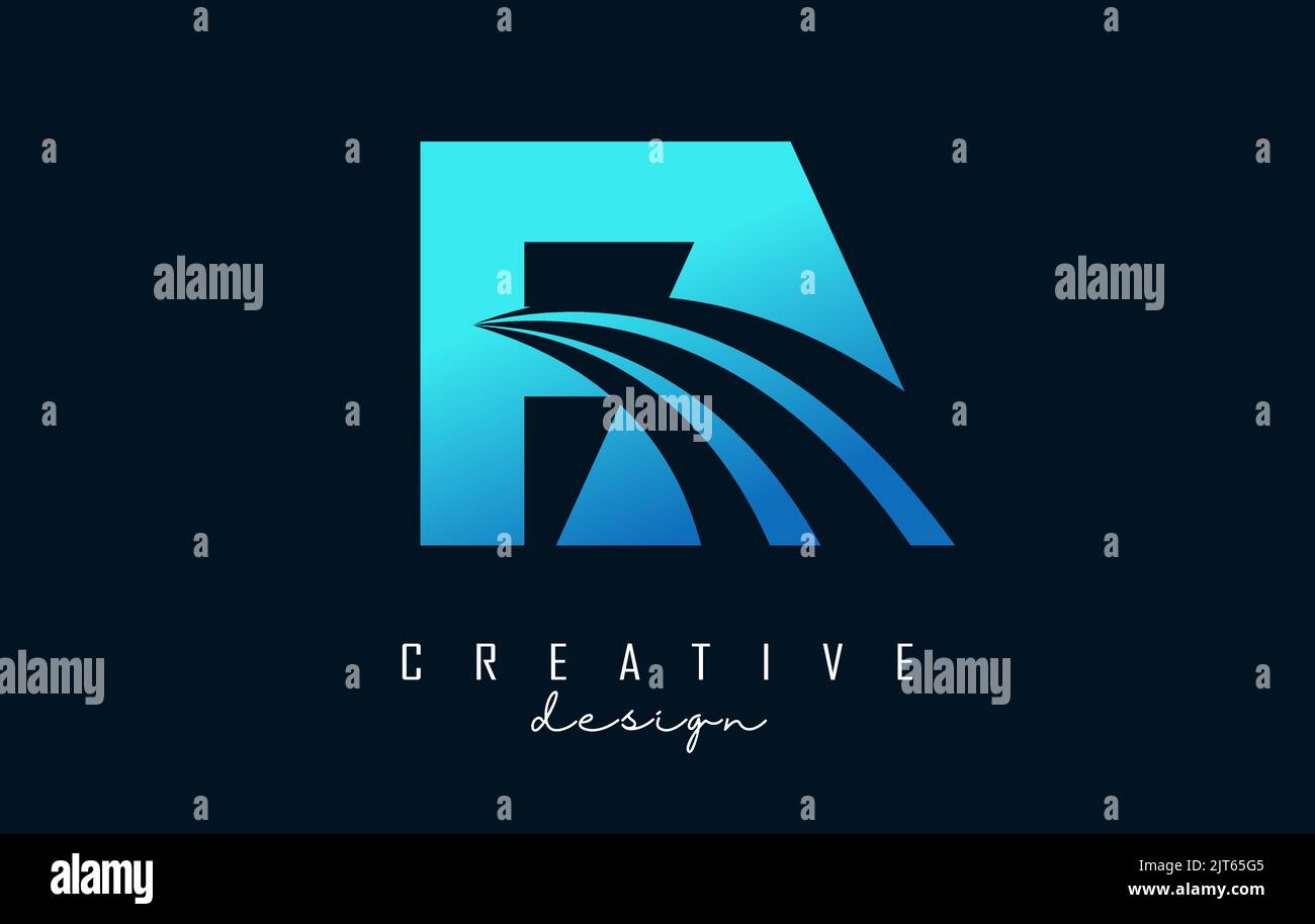 Creative blue letter FA f a logo with leading lines and road concept ...