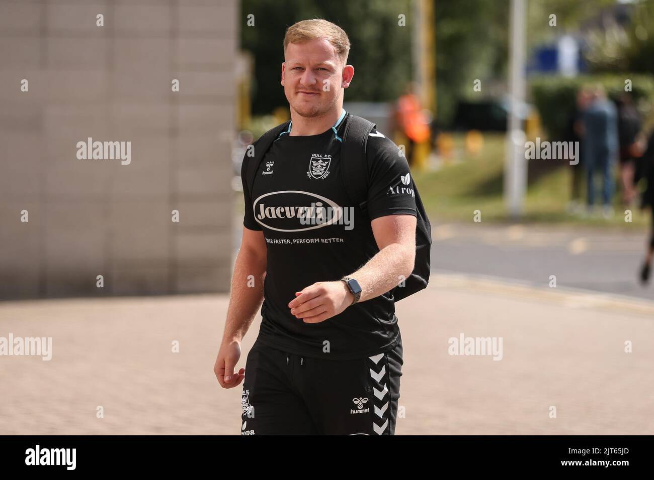 Jordan Johnstone #21 of Hull FC arrives at the MKM Stadium in , on 8/28 ...