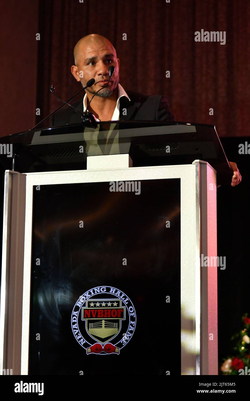 Las Vegas, NV, USA. 27th Aug, 2022. Miguel Cotto speaking at the ...