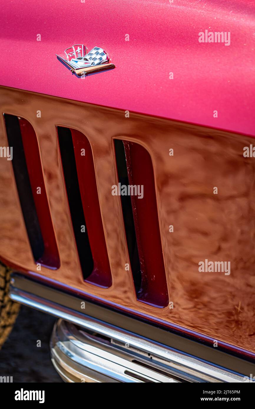 Statesboro, GA - May 17, 2014: Engine louver detail on a 1966 Chevrolet ...