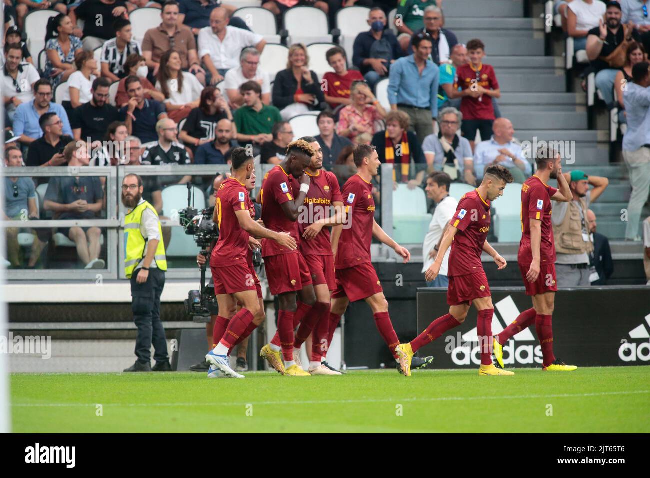 Tammy Abraham of As Roma celebrating after a goal during the Italian ...
