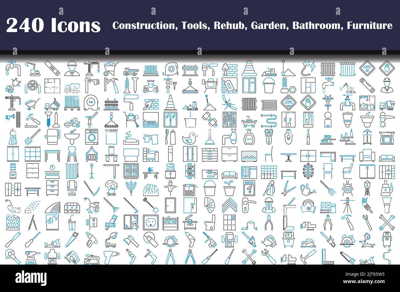 240 Icons Of Construction, Tools, Rehub, Garden, Bathroom, Furniture ...