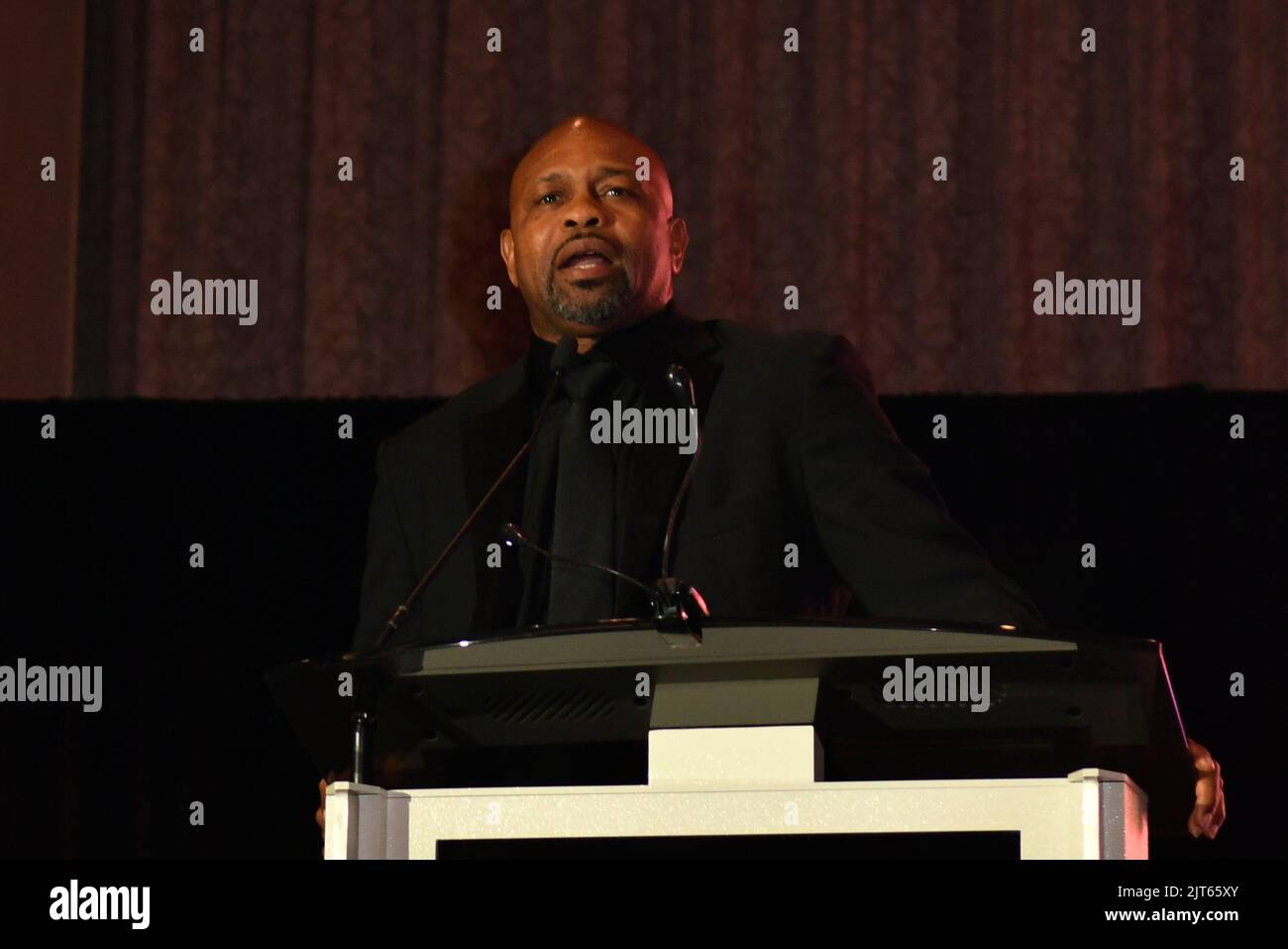 Las Vegas, NV, USA. 27th Aug, 2022. Roy Jones speaking at the Induction ...