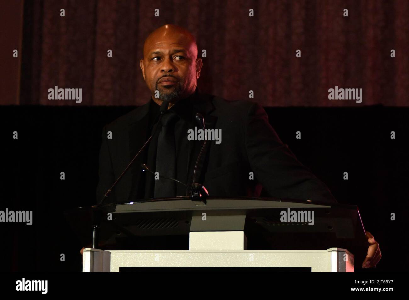 Las Vegas, NV, USA. 27th Aug, 2022. Roy Jones speaking at the Induction ...