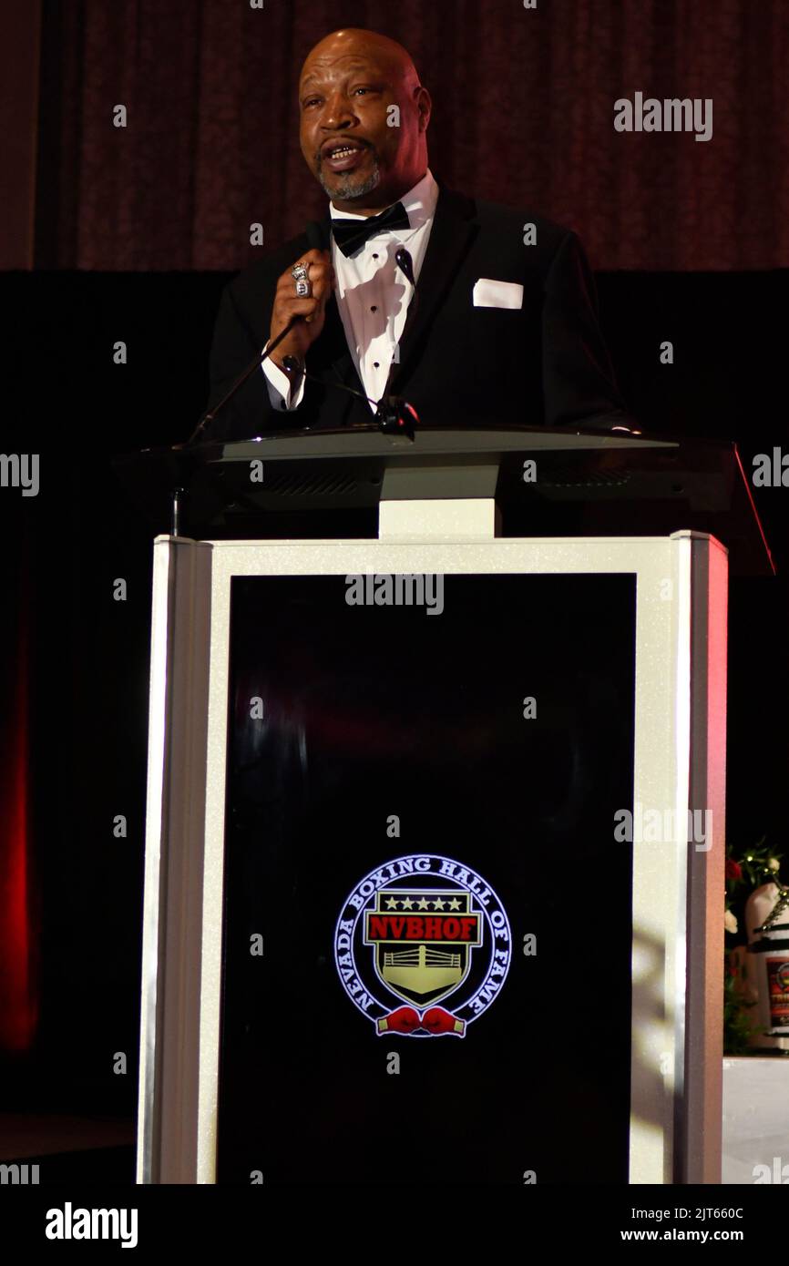 Las Vegas, NV, USA. 27th Aug, 2022. Ray Mercer speaking at the ...