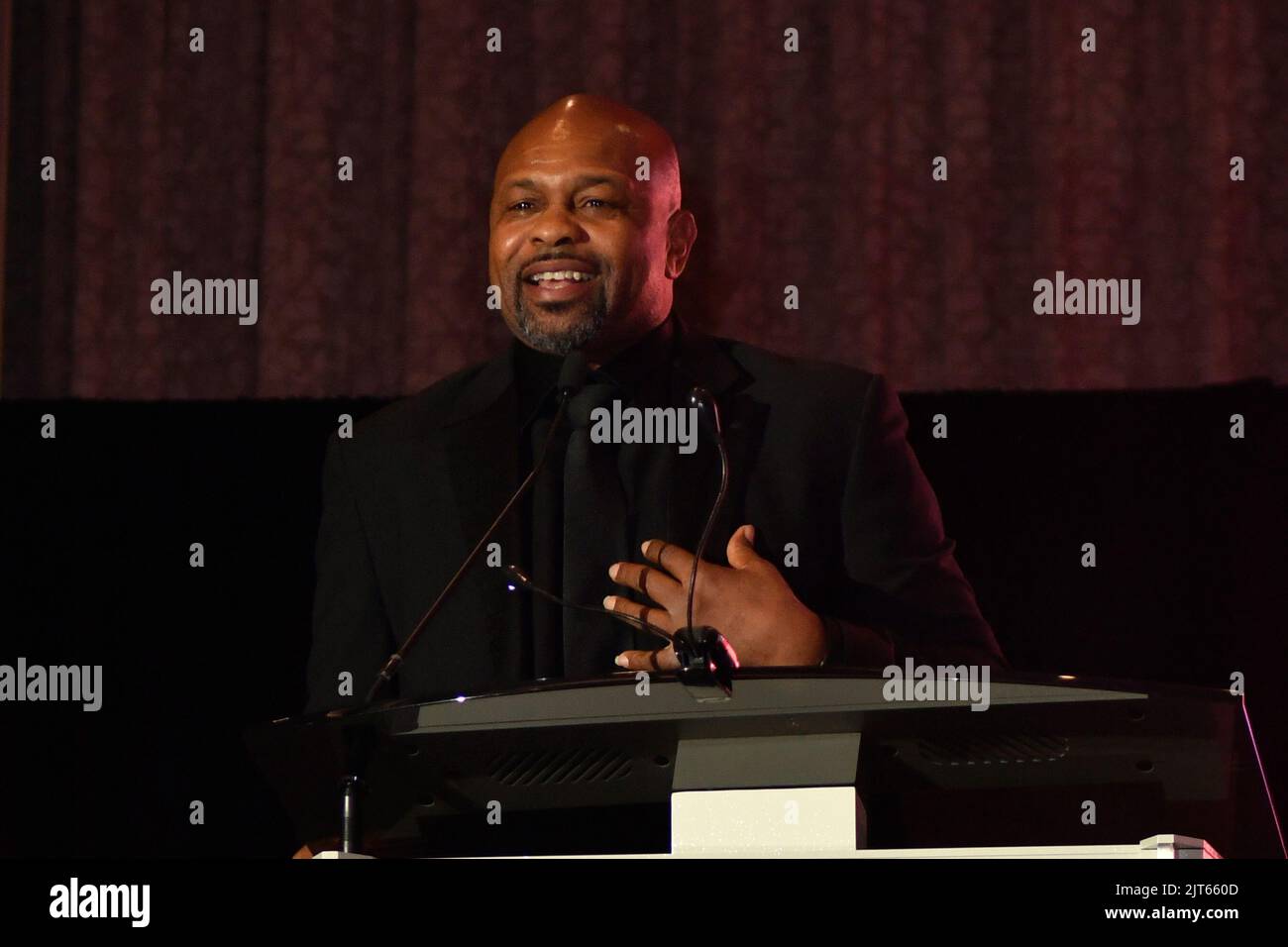 Las Vegas, NV, USA. 27th Aug, 2022. Roy Jones speaking at the Induction ...