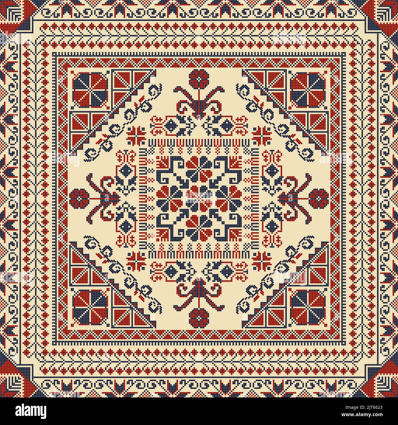 Embroidery Tatreez pattern, Palestinian fashion vector ornament Stock ...